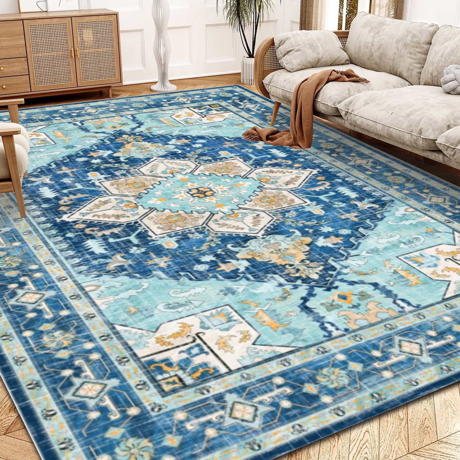 Area Rugs for Living Room 5'x7', Yamaziot Washable Rug, Vintage ...