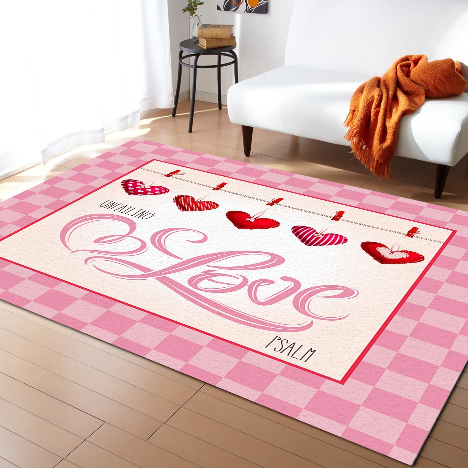 Area Rugs for Living Room, 5'x8' Large Valentine's Day Love Pink and ...