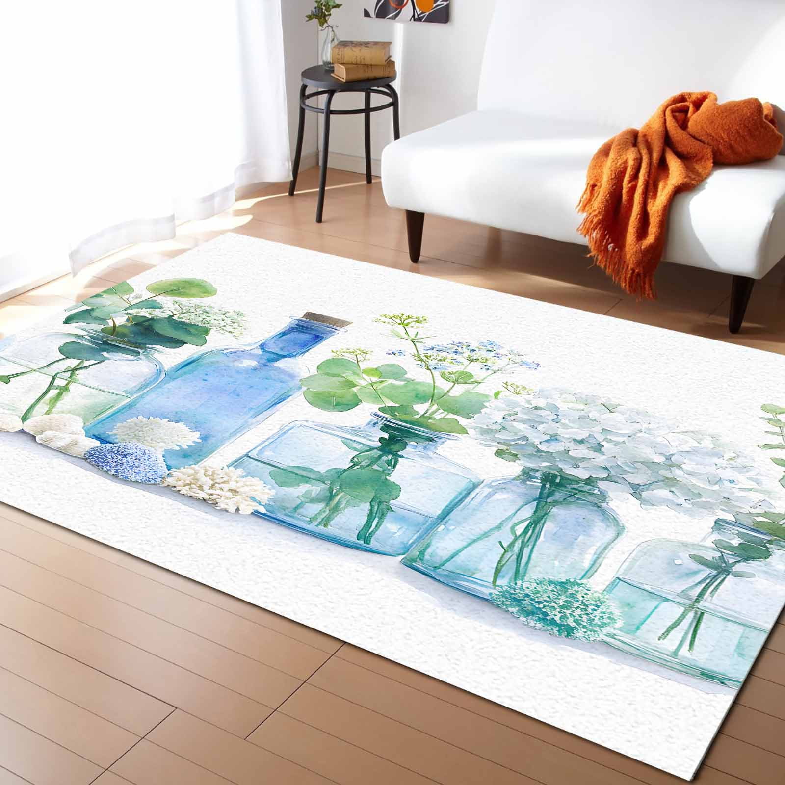 Area Rugs for Living Room, 5'x8' Large Washable Rug Spring Floral ...