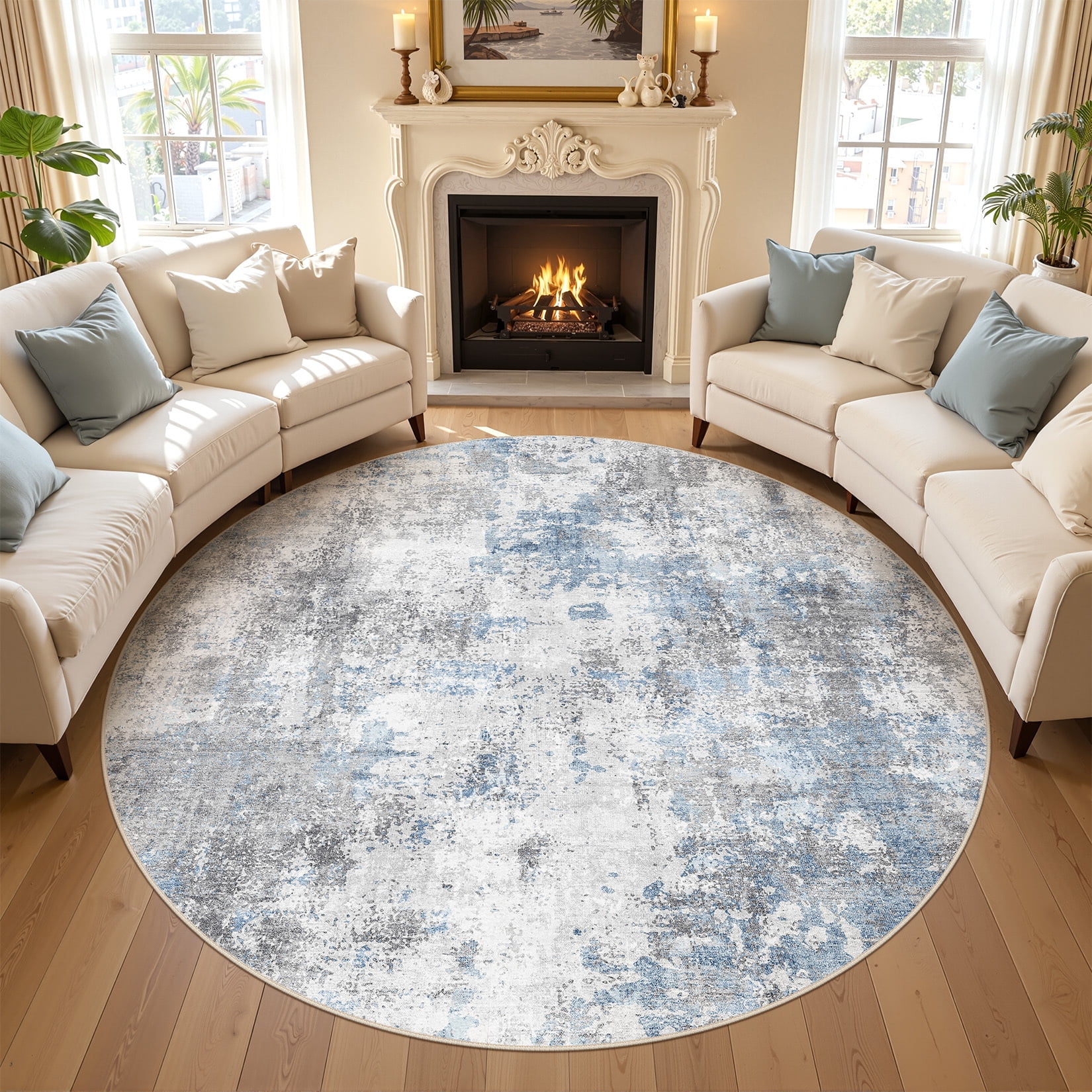 UERMEI Area Rugs for Living Room 5x5 Round Washable Rug Vintage Pattern ...