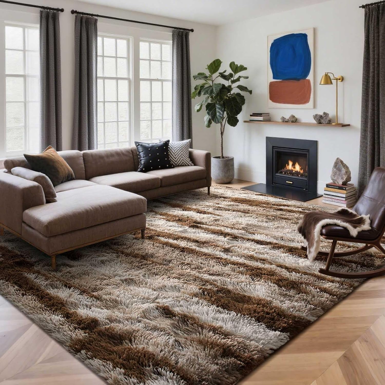 Area Rugs for Living Room, 6x9 Feet Soft Fluffy Shagg Plush Rug High ...