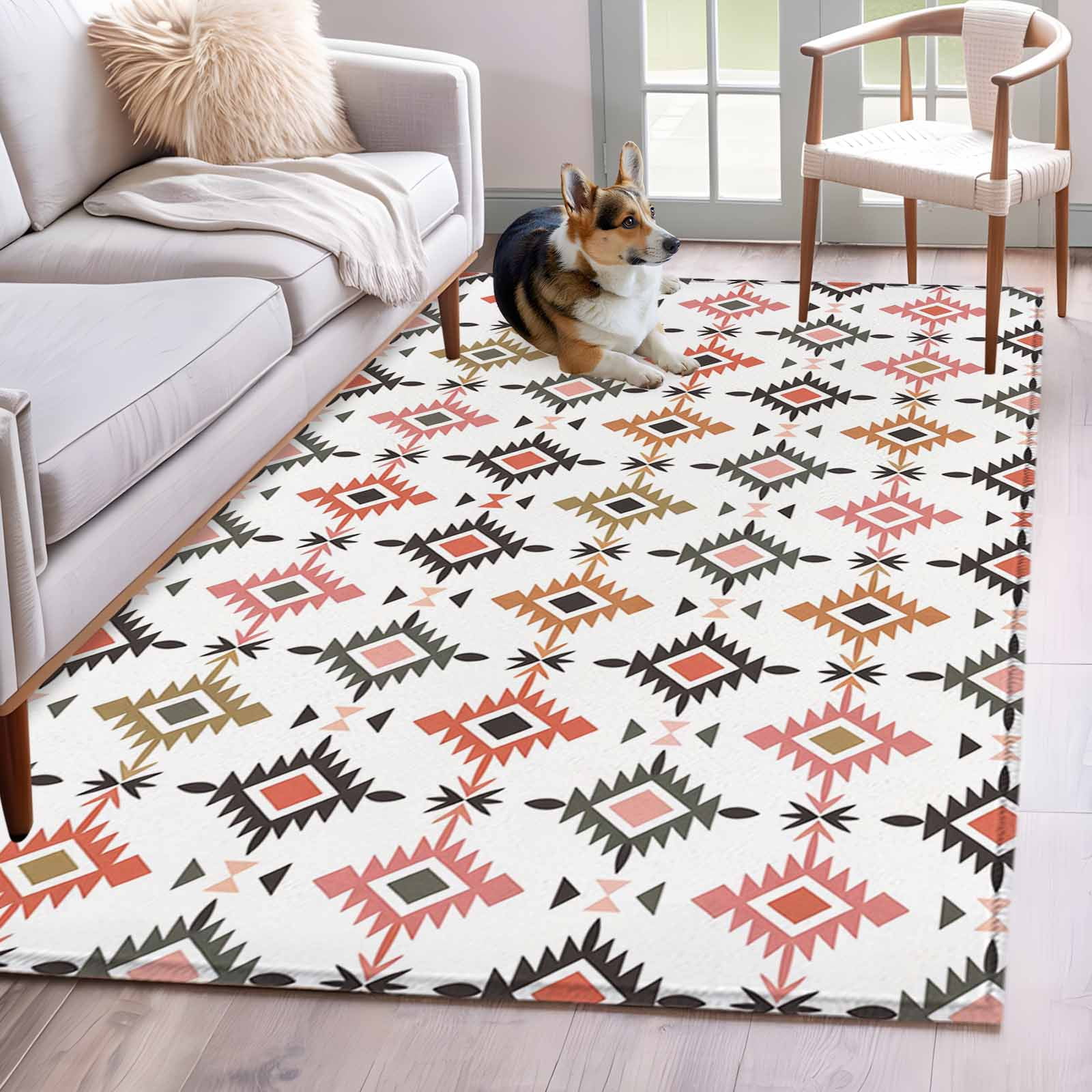 Area Rugs for Living Room Bedroom, Boho Colorful Geometric 4'x6' Rug ...