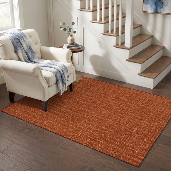 Area Rugs for Living Room Bedroom, Brown Solid Color 4'x6' Rug Washable ...