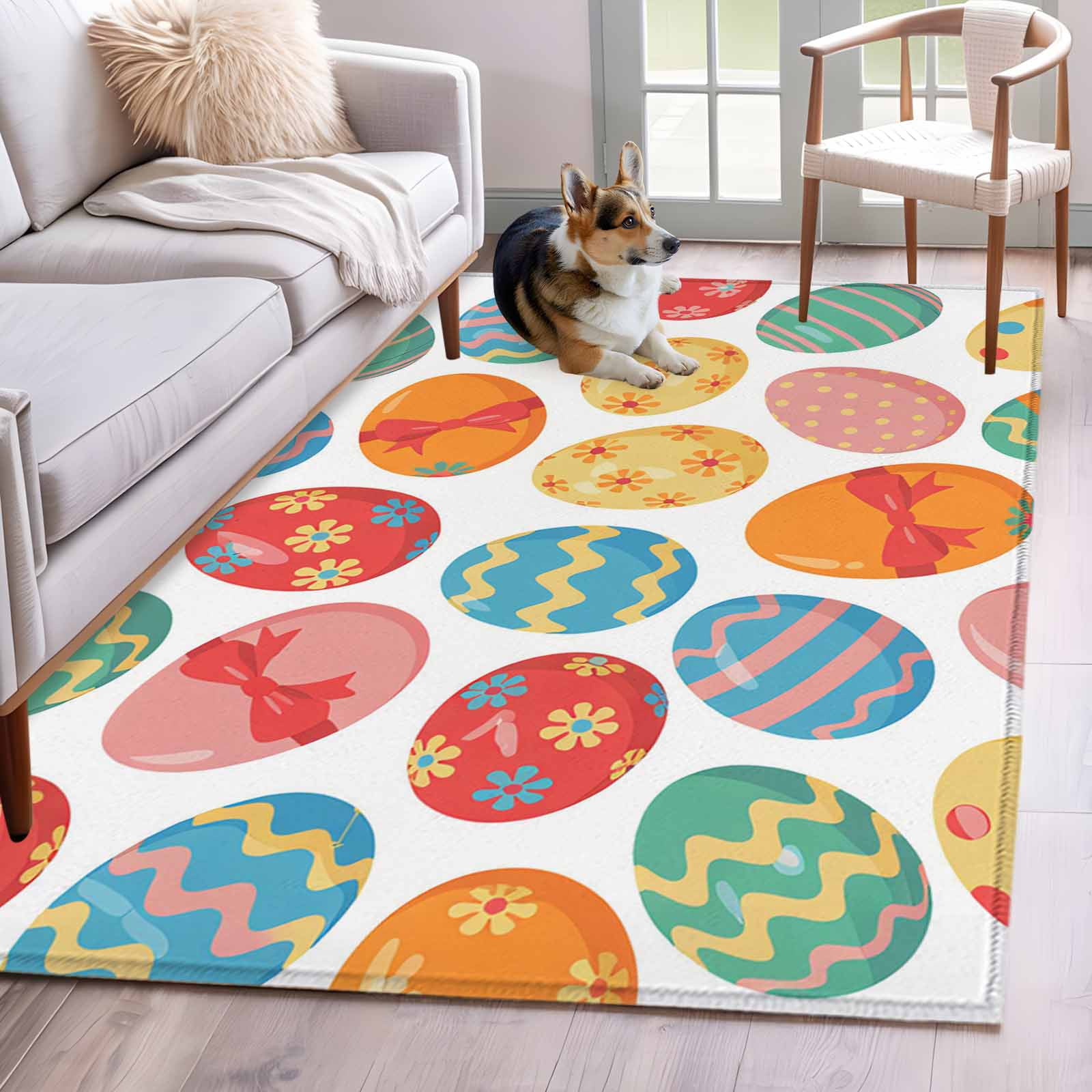 Area Rugs for Living Room Bedroom, Easter Eggs 4'x6' Rug Washable ...