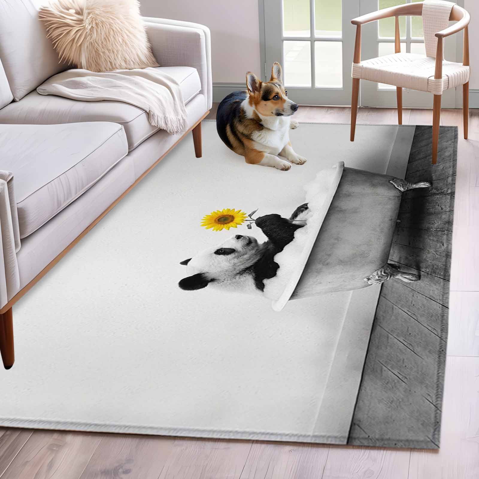 Area Rugs for Living Room Bedroom, Funny Panda 4'x6' Rug Washable ...