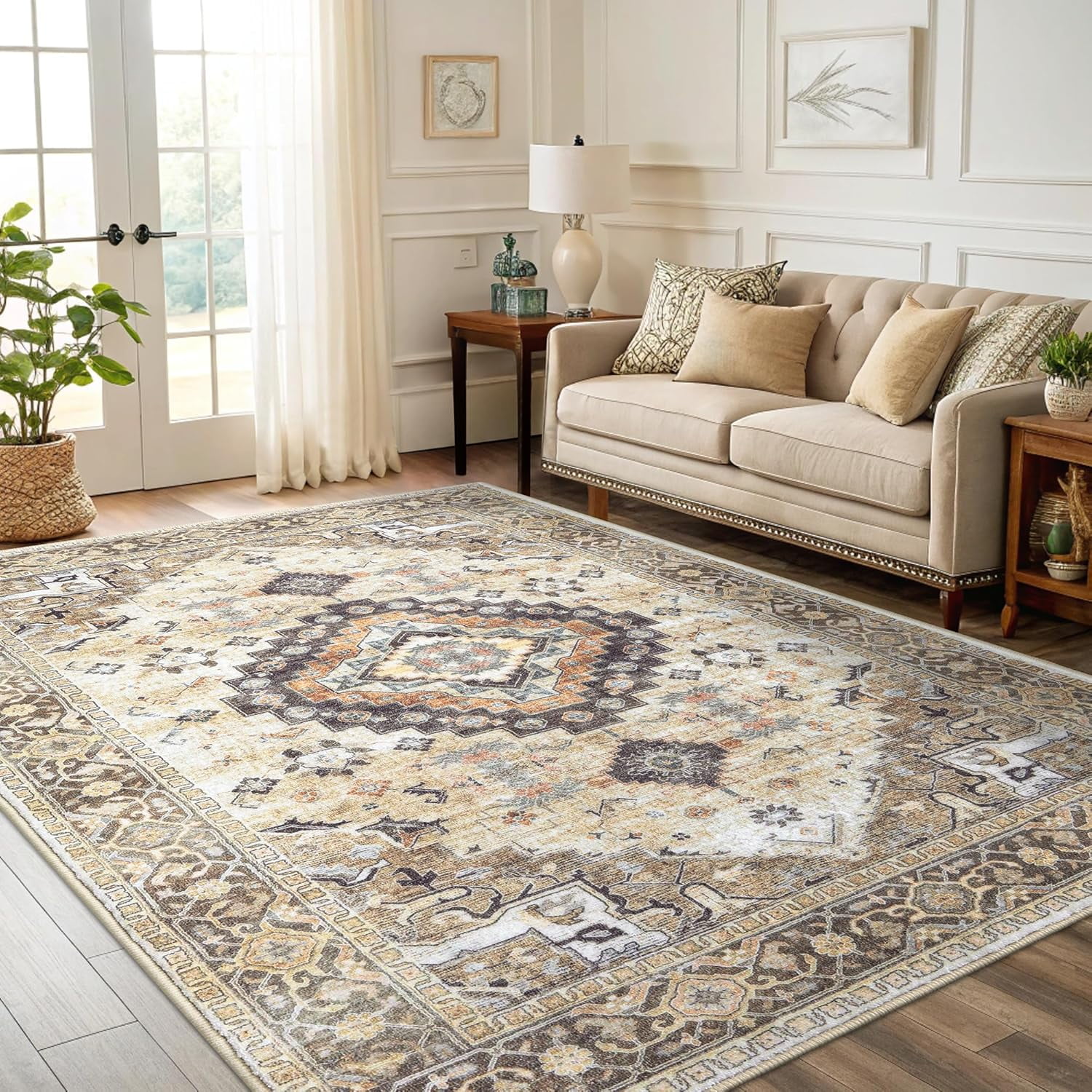 Area Rugs for Living Room Bedroom, Machine Washable 6x9 Vintage Rug ...