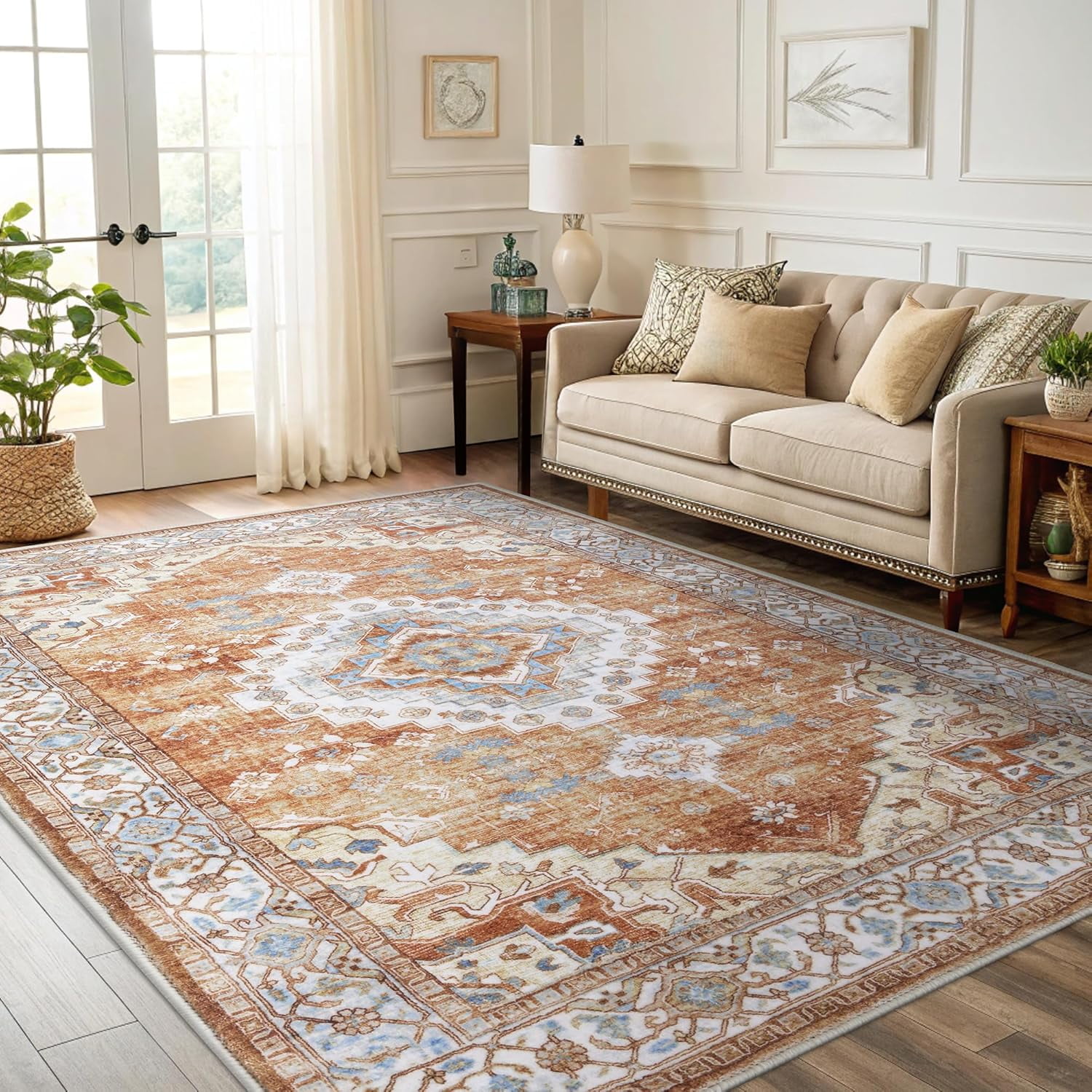 Area Rugs for Living Room Bedroom, Machine Washable 6x9 Vintage Rug ...