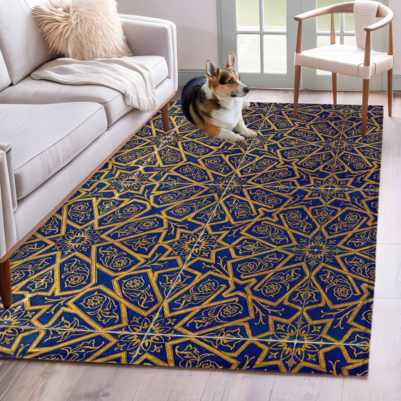 Area Rugs for Living Room Bedroom, Vintage Brown 4'x6' Rug Washable ...