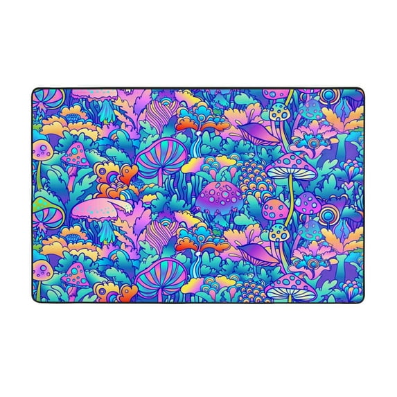 Area Rugs For Living Room Decor - Colorful Mushrooms Anti Slip Throw ...
