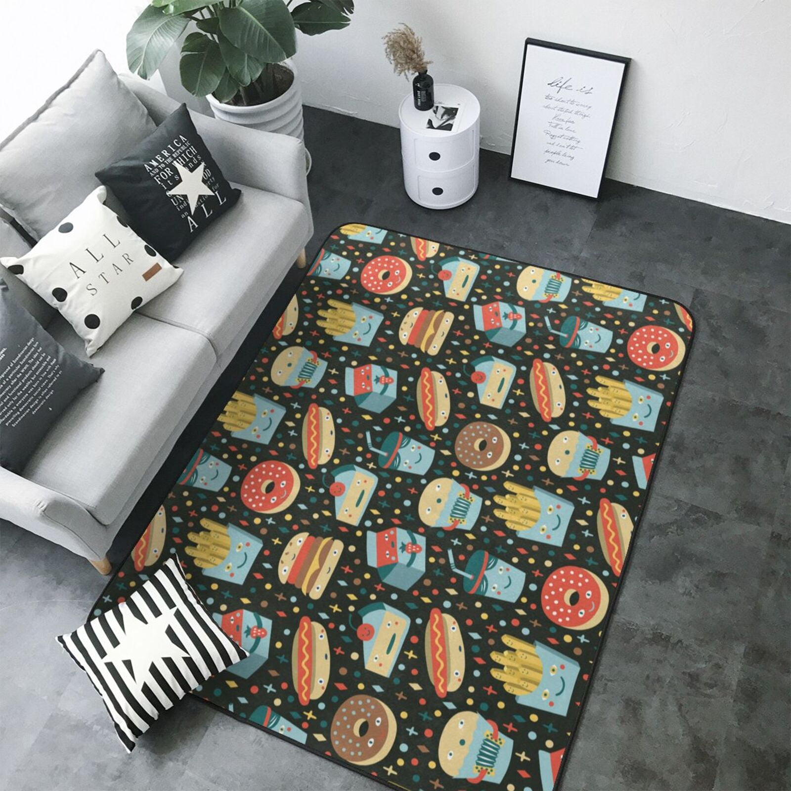 Area Rugs For Living Room Decor - Cute Food Chip Donuts Soft Anti Slip ...