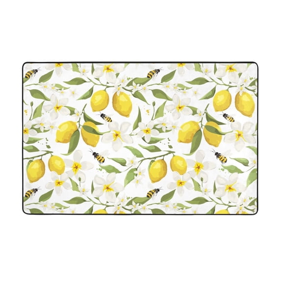 Area Rugs For Living Room Decor - Cute Lemon Bee Flower Leaves Anti ...