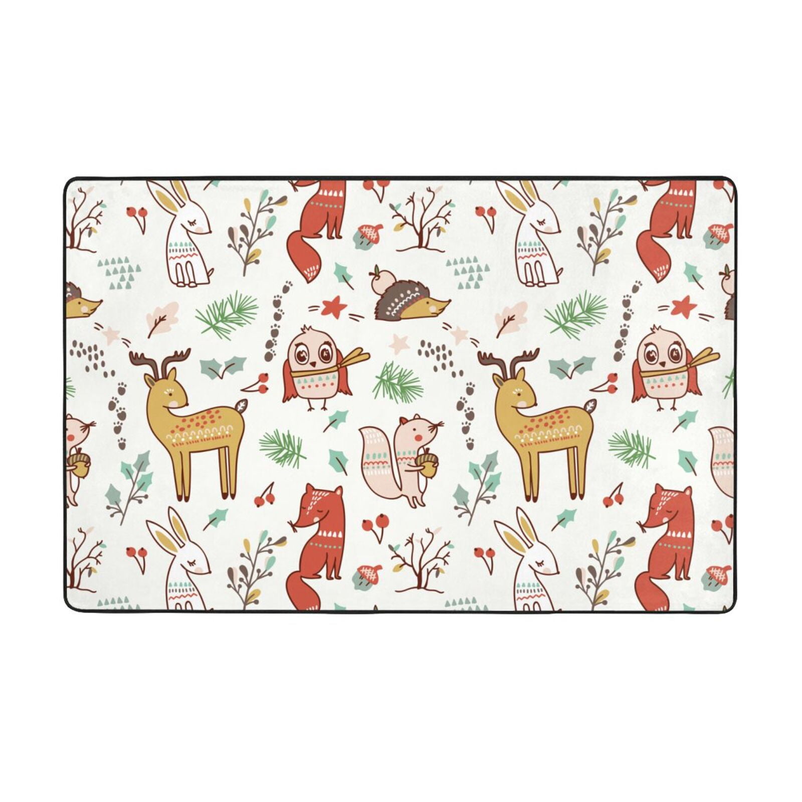 Area Rugs For Living Room Decor - Cute Little Animals Anti Slip Throw ...