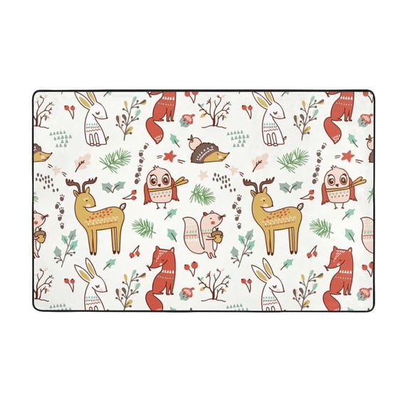 Area Rugs For Living Room Decor - Cute Little Animals Anti Slip Throw ...