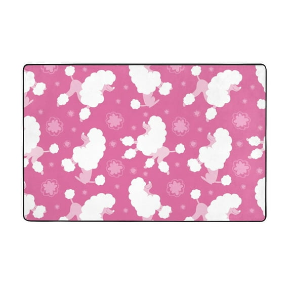 Area Rugs For Living Room Decor - Cute Poodle Dog Pink Anti Slip Throw ...