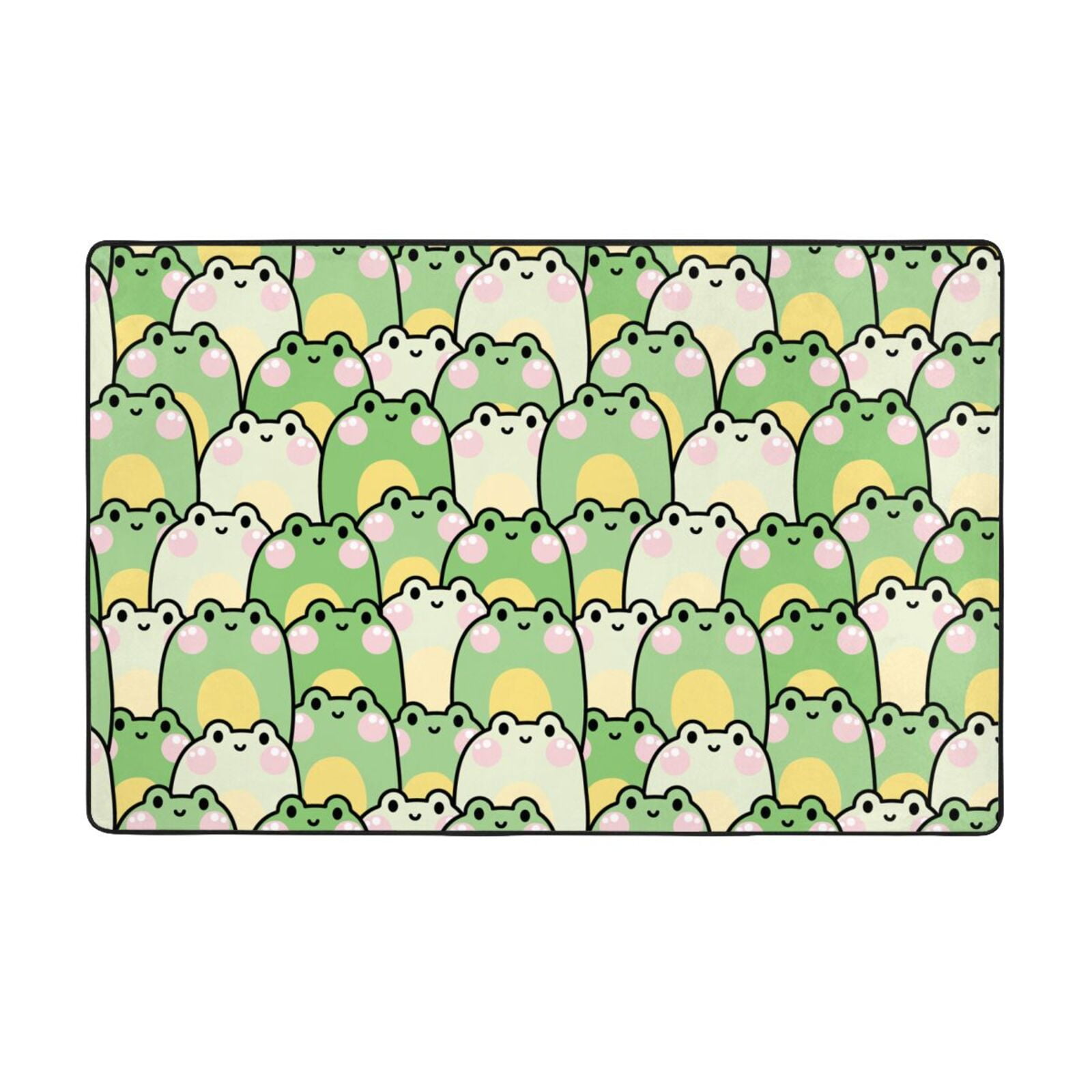 Area Rugs For Living Room Decor - Cute Smile Frog Green Kawaii Anti ...