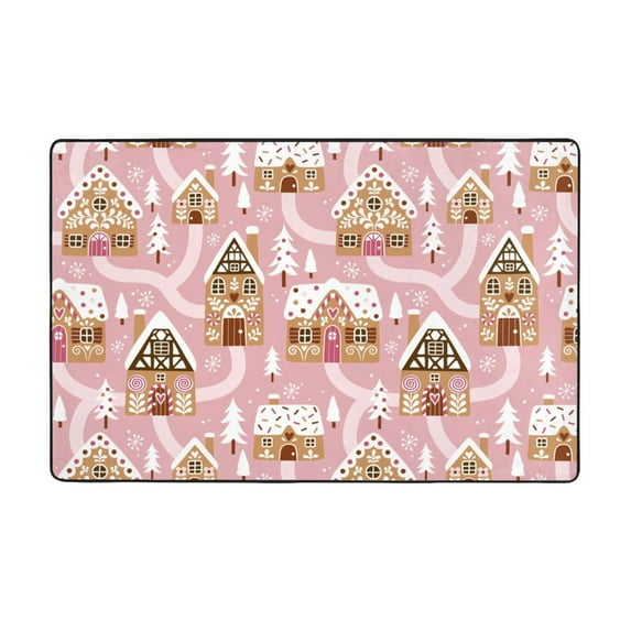 Area Rugs For Living Room Decor - Gingerbread Houses Pink Wonderland ...