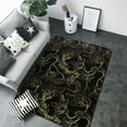 Area Rugs For Living Room Decor - Gold Gloss Outline Floral Soft Anti ...