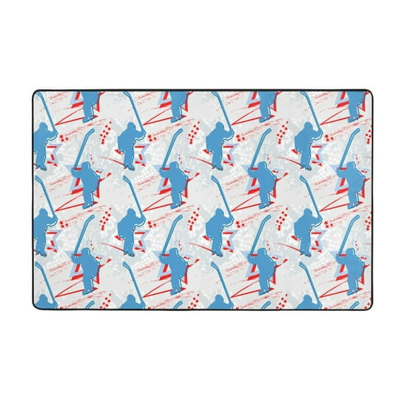Area Rugs For Living Room Decor - Hockey Player Blue Cool Anti Slip ...