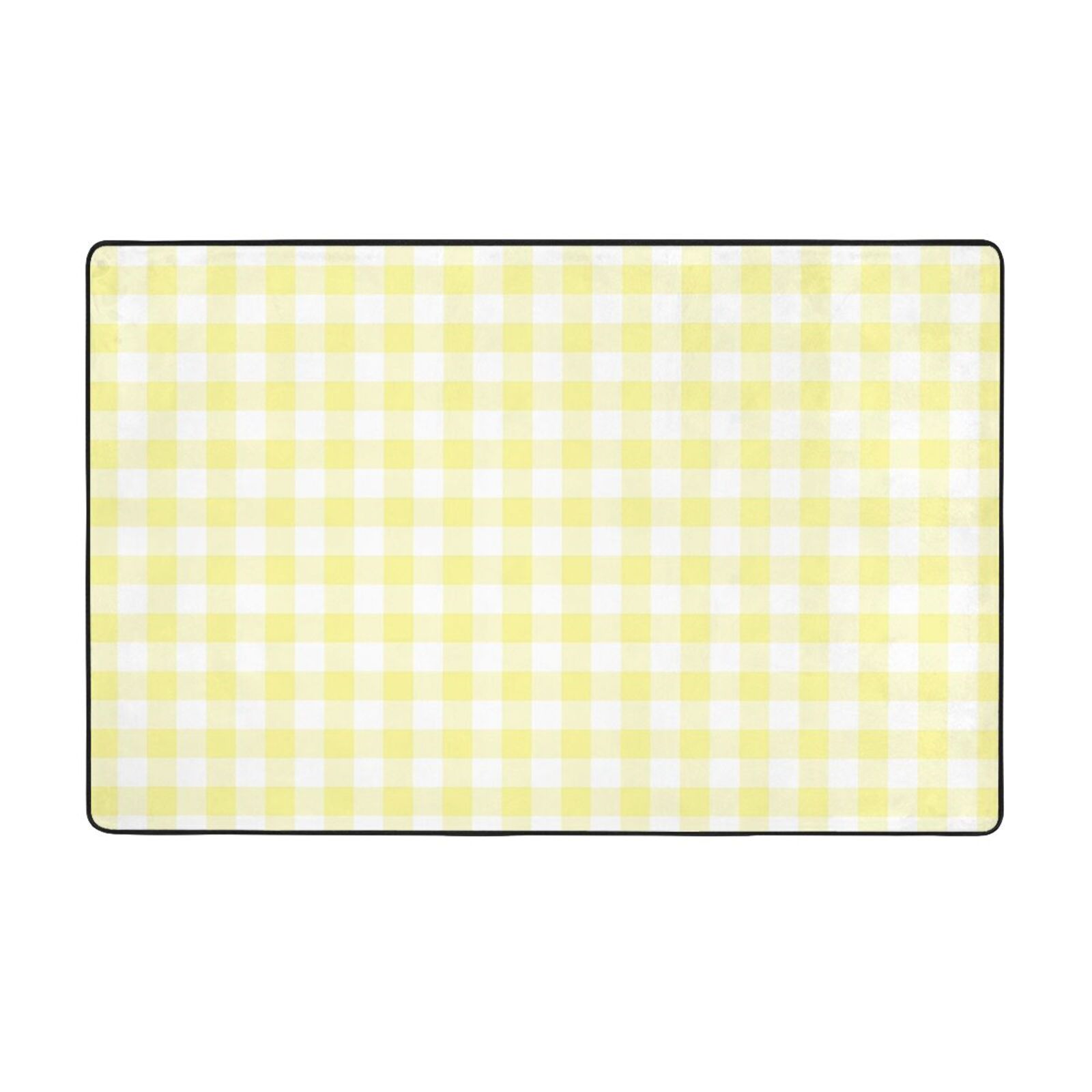 Area Rugs For Living Room Decor - Lemon Yellow Checkboard Anti Slip ...