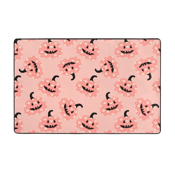 Area Rugs For Living Room Decor - Smiling Pink Pumpkins Anti Slip Throw ...