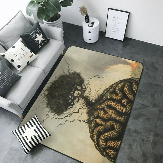Area Rugs For Living Room Decor - Surreal Brain Tree Anti Slip Throw ...