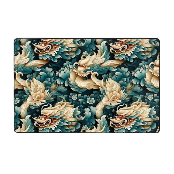 Area Rugs For Living Room Decor - Traditional Clouds Dragon Anti Slip ...