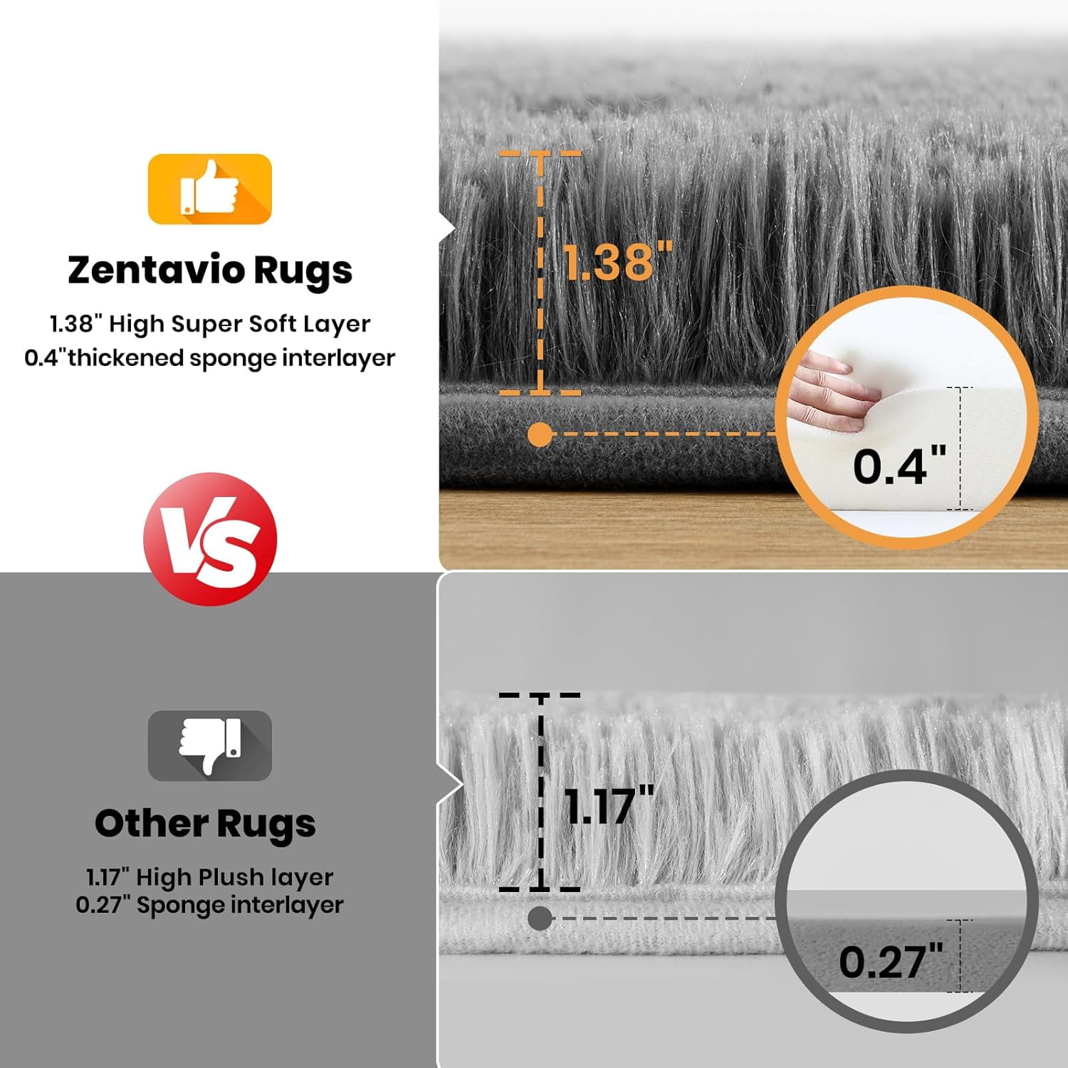 Area Rugs for Living Room Grey Rugs for Bedroom Large 6x9 Carpet Fluffy ...