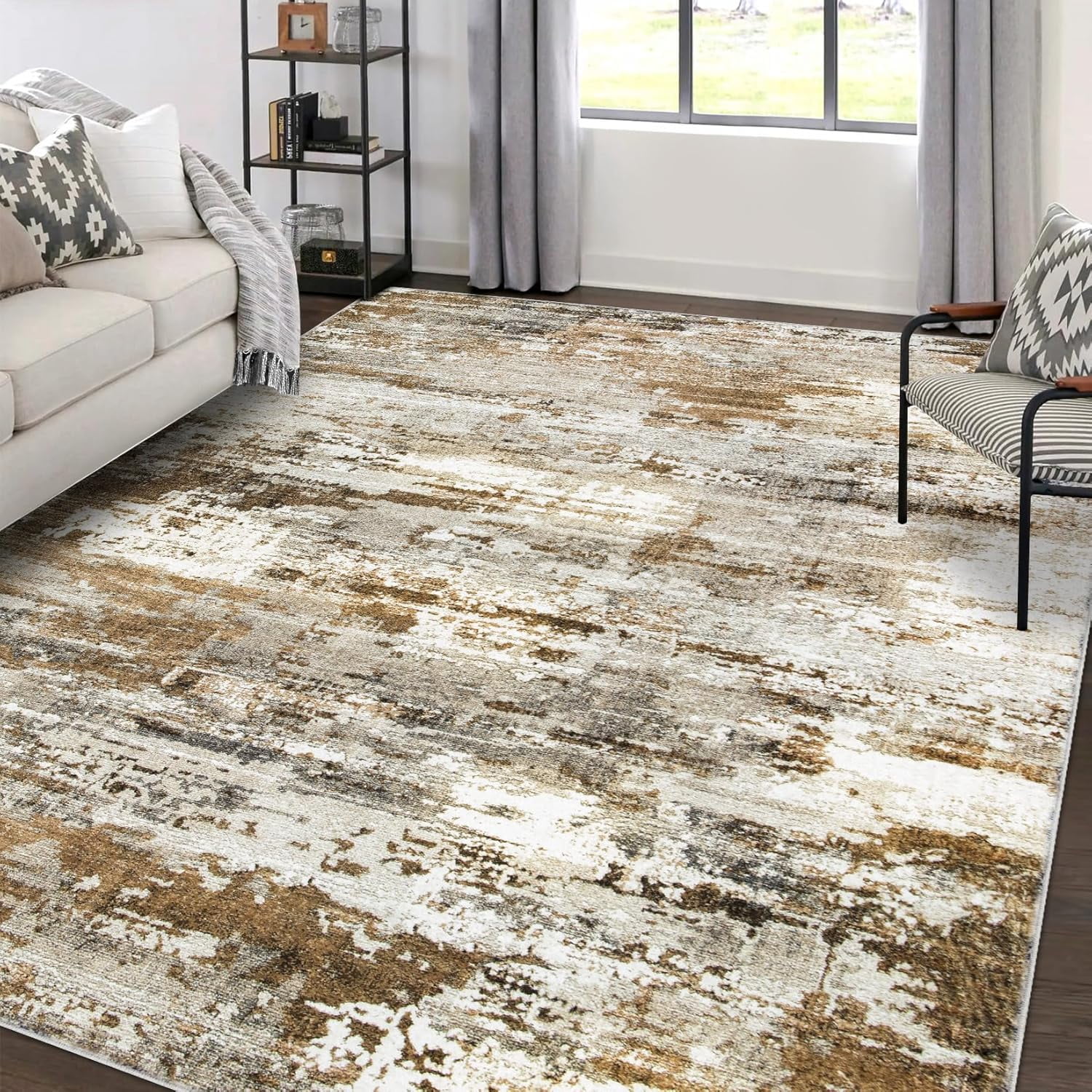 Area Rugs Living Room: Large Soft Washable Rug Modern Abstract Anti ...