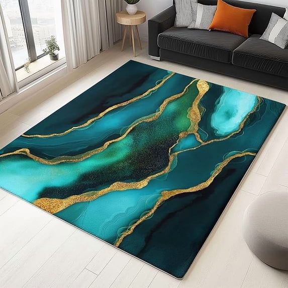 Area Rugs for Living Room, Machine Washable Soft & Non Slip Gold ...