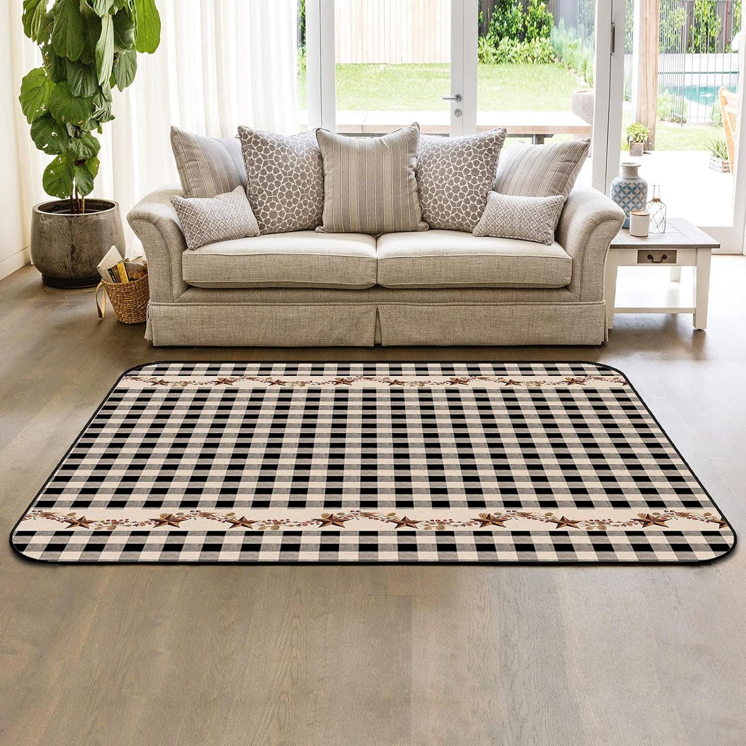 Area Rugs for Living Room Stars and Berries Large Area Rug 2x3 Washable ...