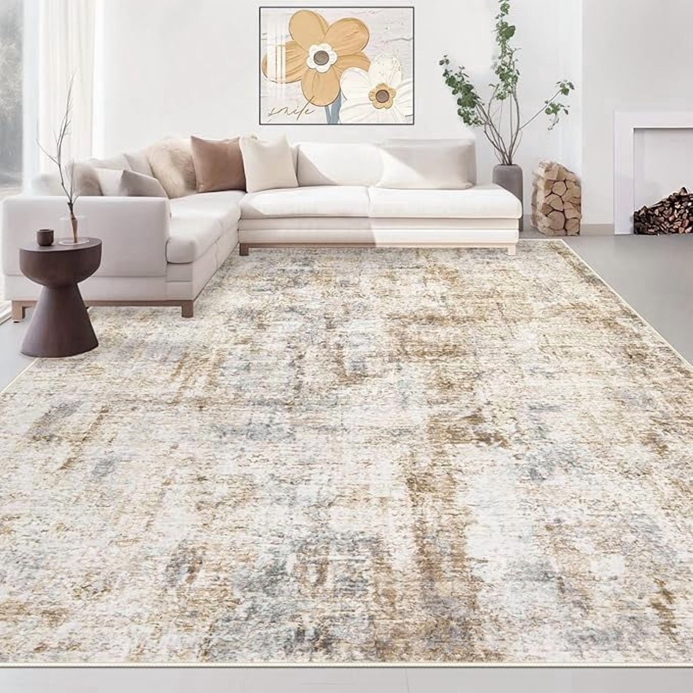 Area Rugs Living Room: Washable Rug Modern Abstract Large Rugs Soft Non ...