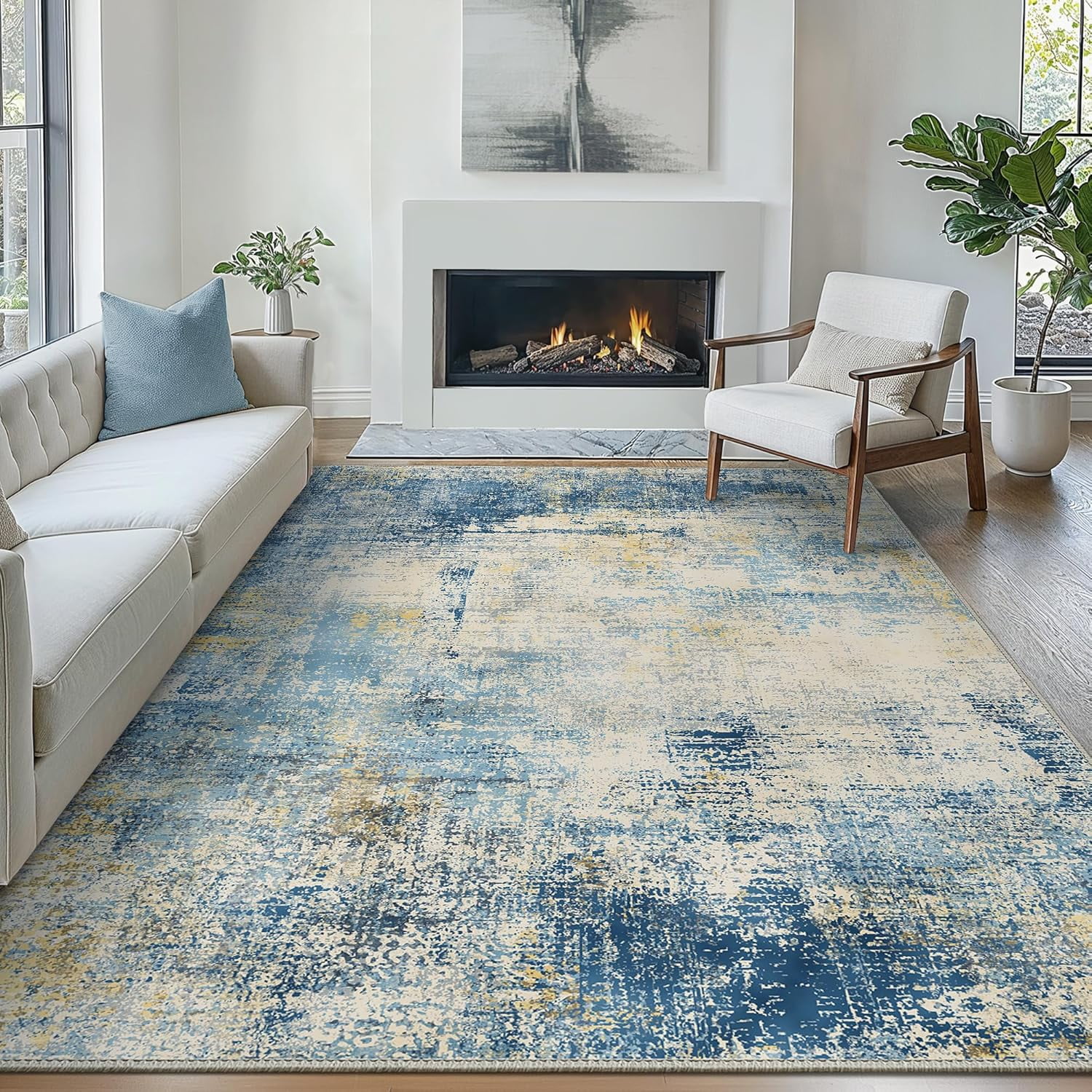 Area Rugs Machine Washable Rug For Bedroom Living Room Dining Room ...