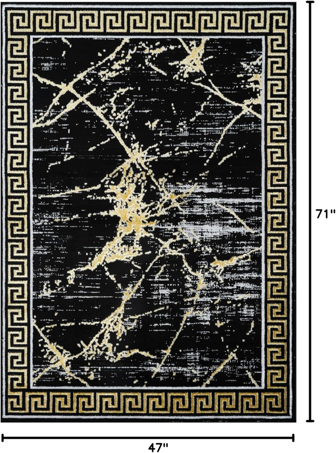 Area Rugs Marble 4x5 Black Gold Carpet Modern Abstract Rug Living Room ...