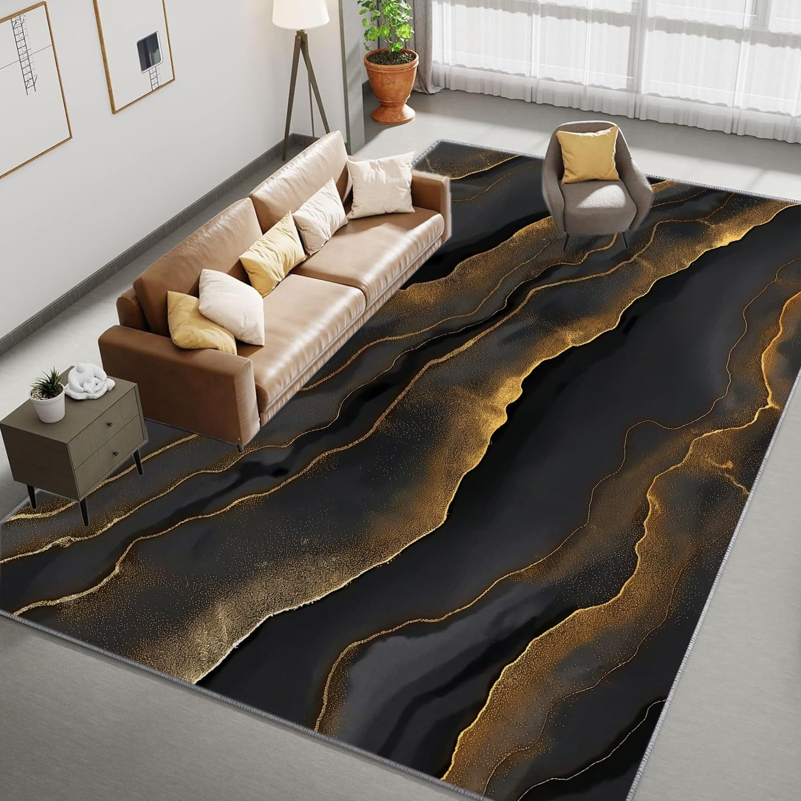Area Rugs, Marble Swirl Watercolor Rug Home Modern Carpet, Abstract ...