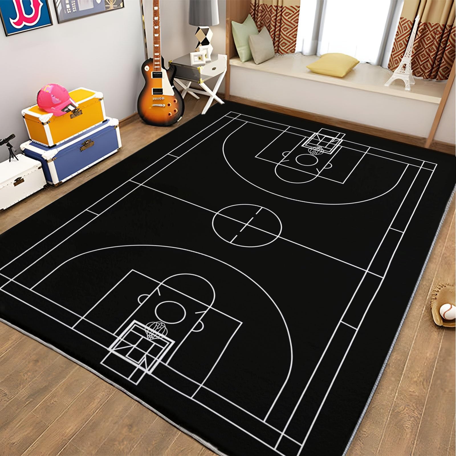 Area Rugs, Minimalist Basketball Court Sport Rug Home Modern Carpet ...