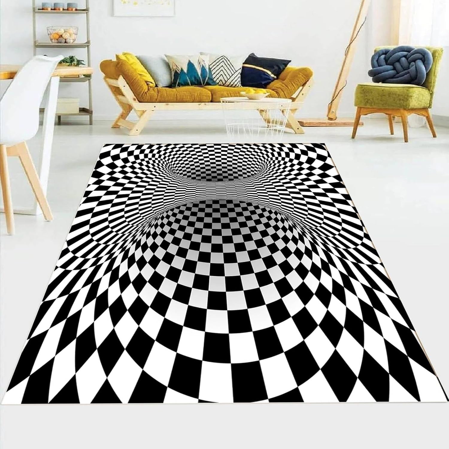 Area Rugs, Optical Illusion Rug, Non-Slip Mat Soft and Easy to Clean ...