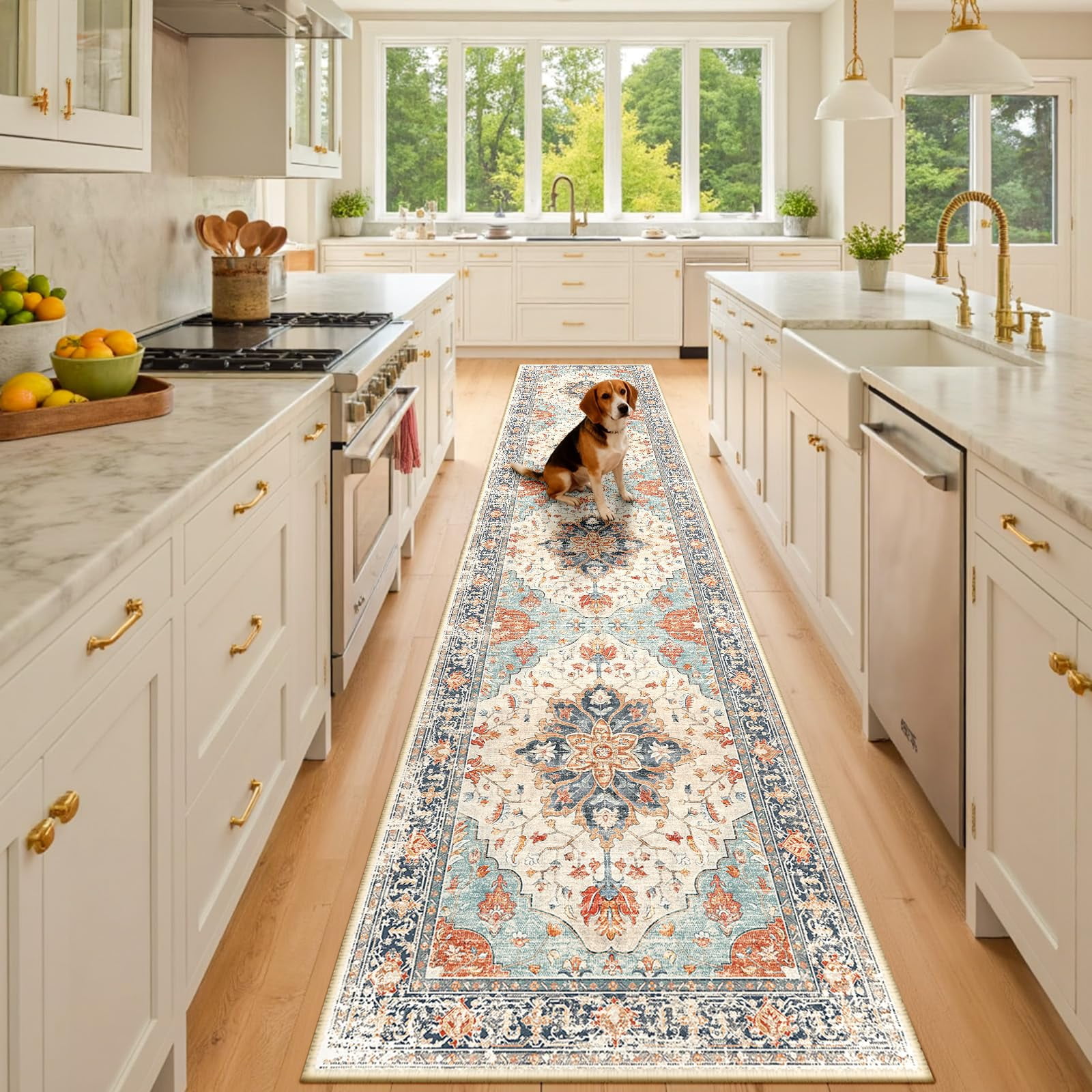 Area Rugs Runner 2'x10' Washable Non-slip Flvintdimedallion Carpet For ...