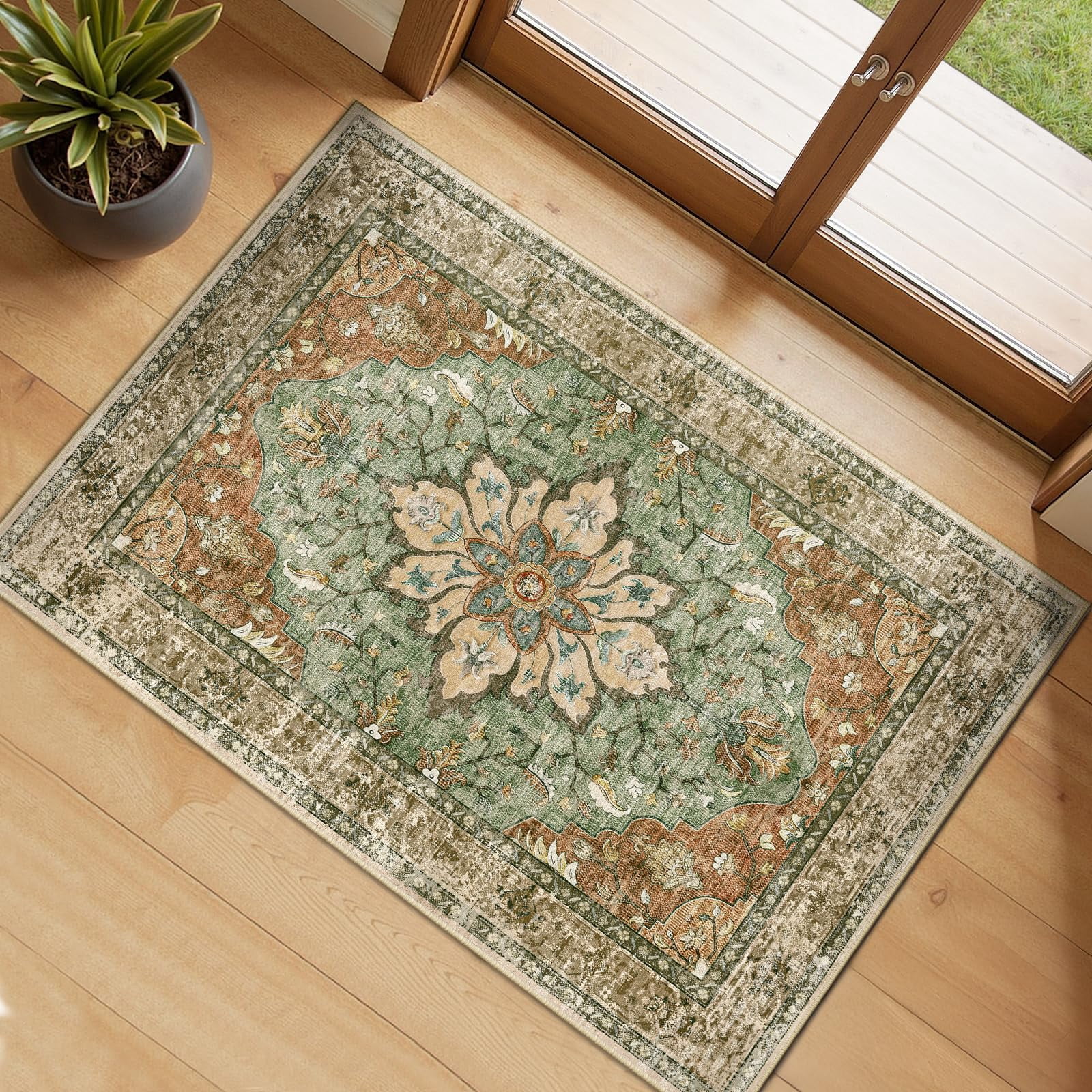 Area Rugs Small 2'x3' Washable Non-slip Flvintdimedallion Carpet For ...