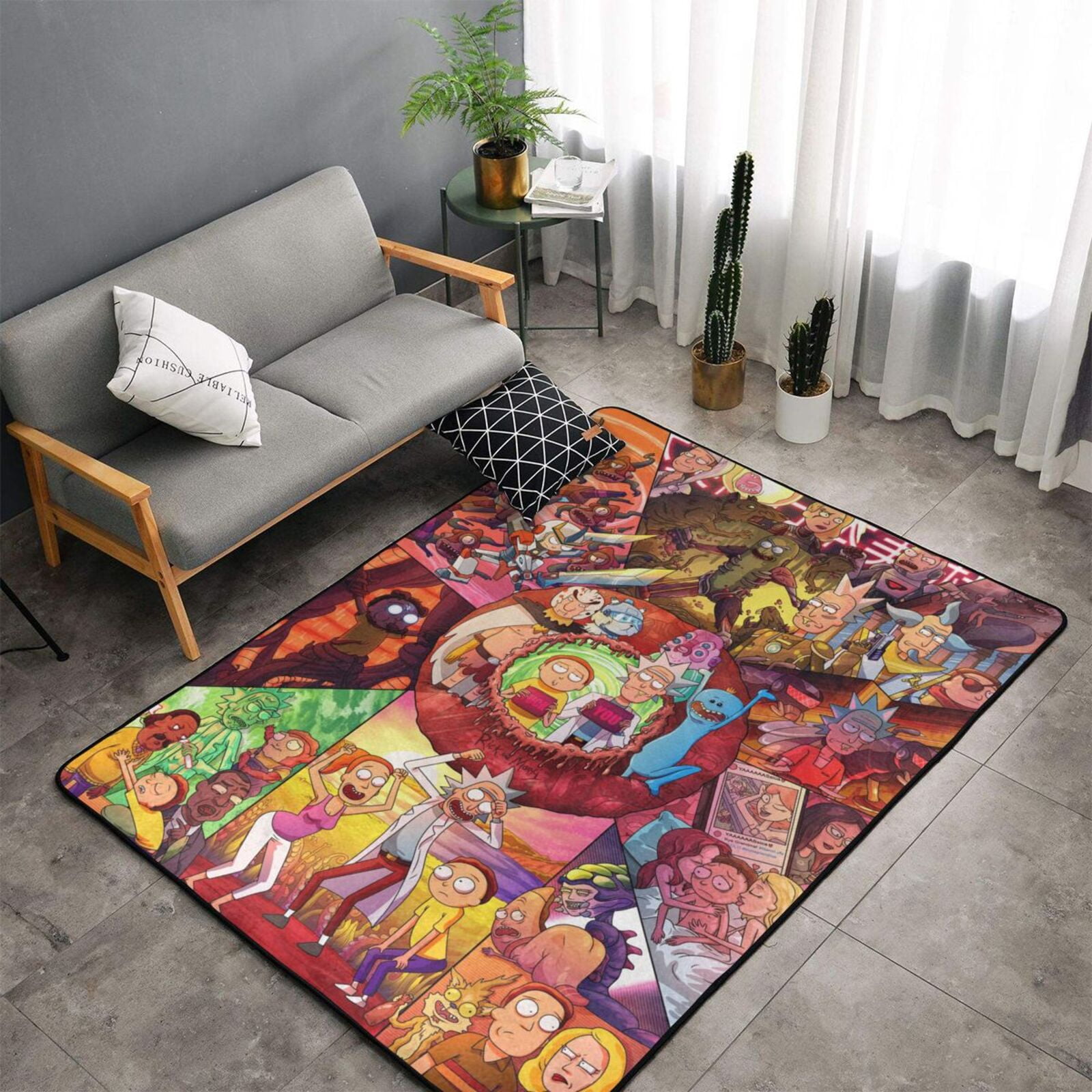 Area Rugs Soft Non-Slip Floor Mats Rick and Morty Carpets Doormat for ...