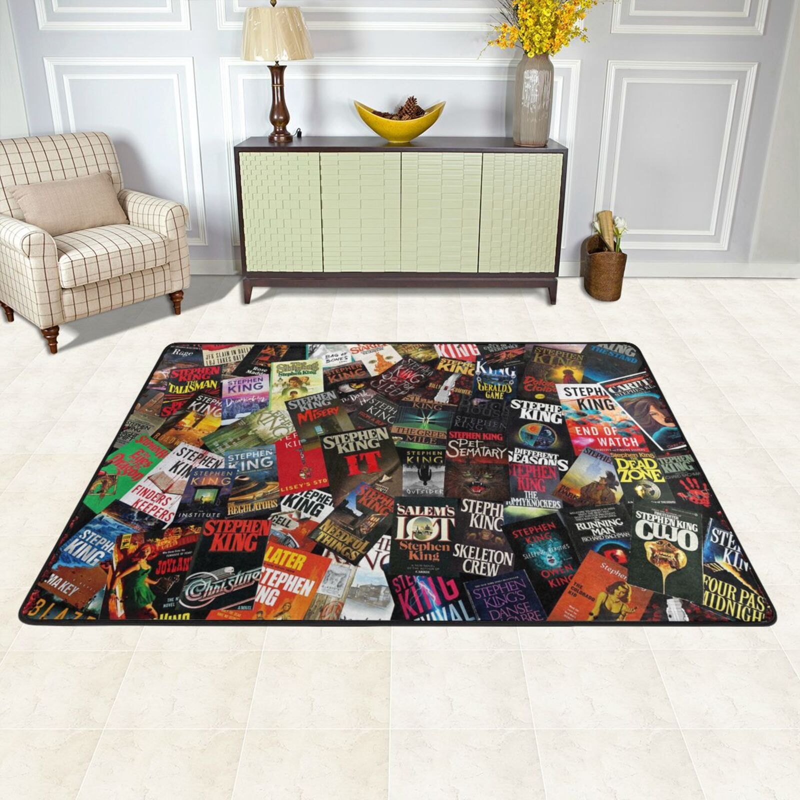 Area Rugs Soft Non-Slip Floor Mats Stephen King Book Cover Collage ...