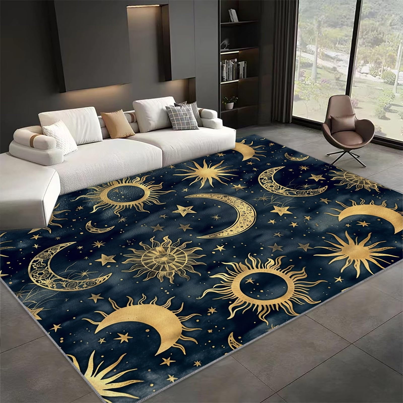 Area Rugs, Sun Moon Stars Celestial Rug Home Modern Carpet, Dreamy ...