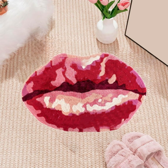 Area Rugs,Valentine's Day Lip Shaped Carpet Valentine's Day Bathroom ...
