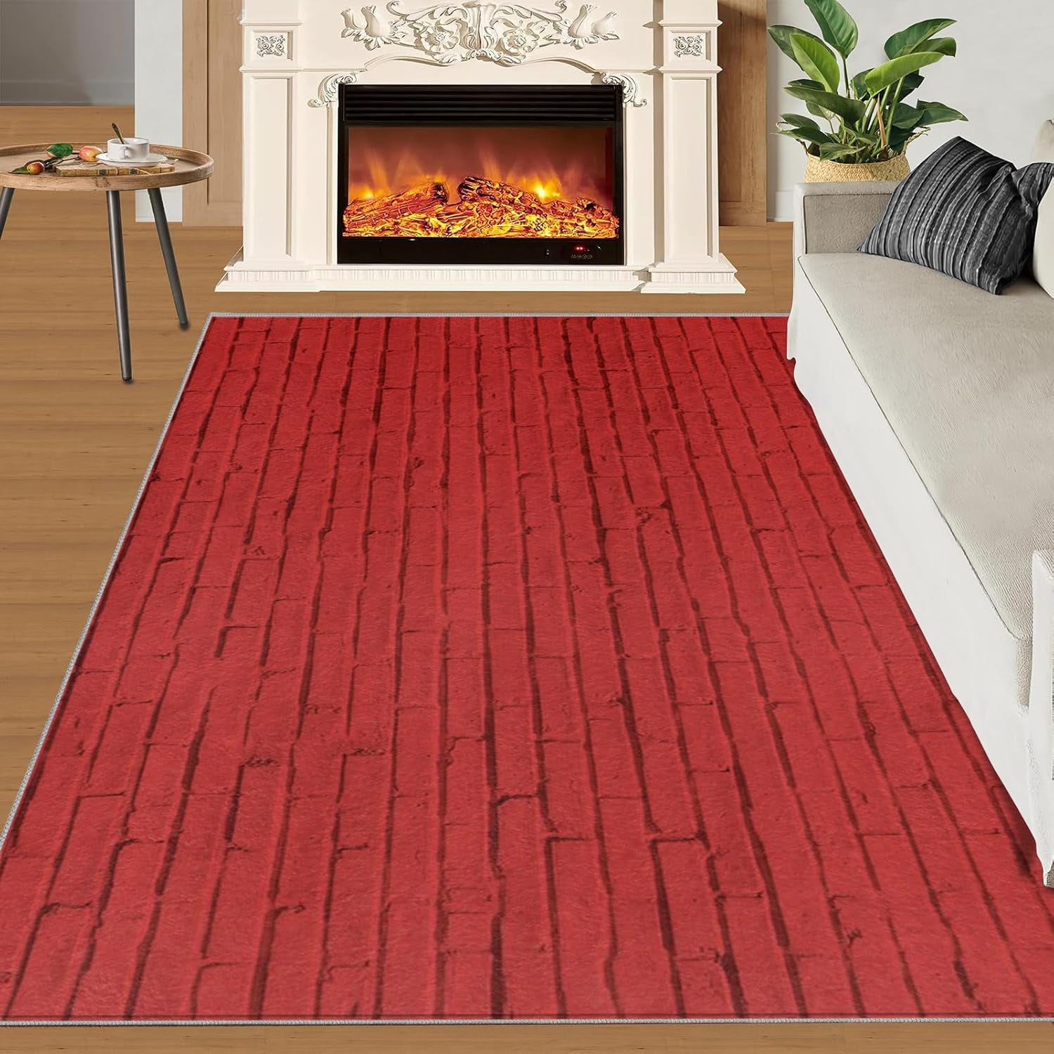 Area Rugs Wall Tiles Rug ，Dark Red Imitation Wall Tiles Texture ...