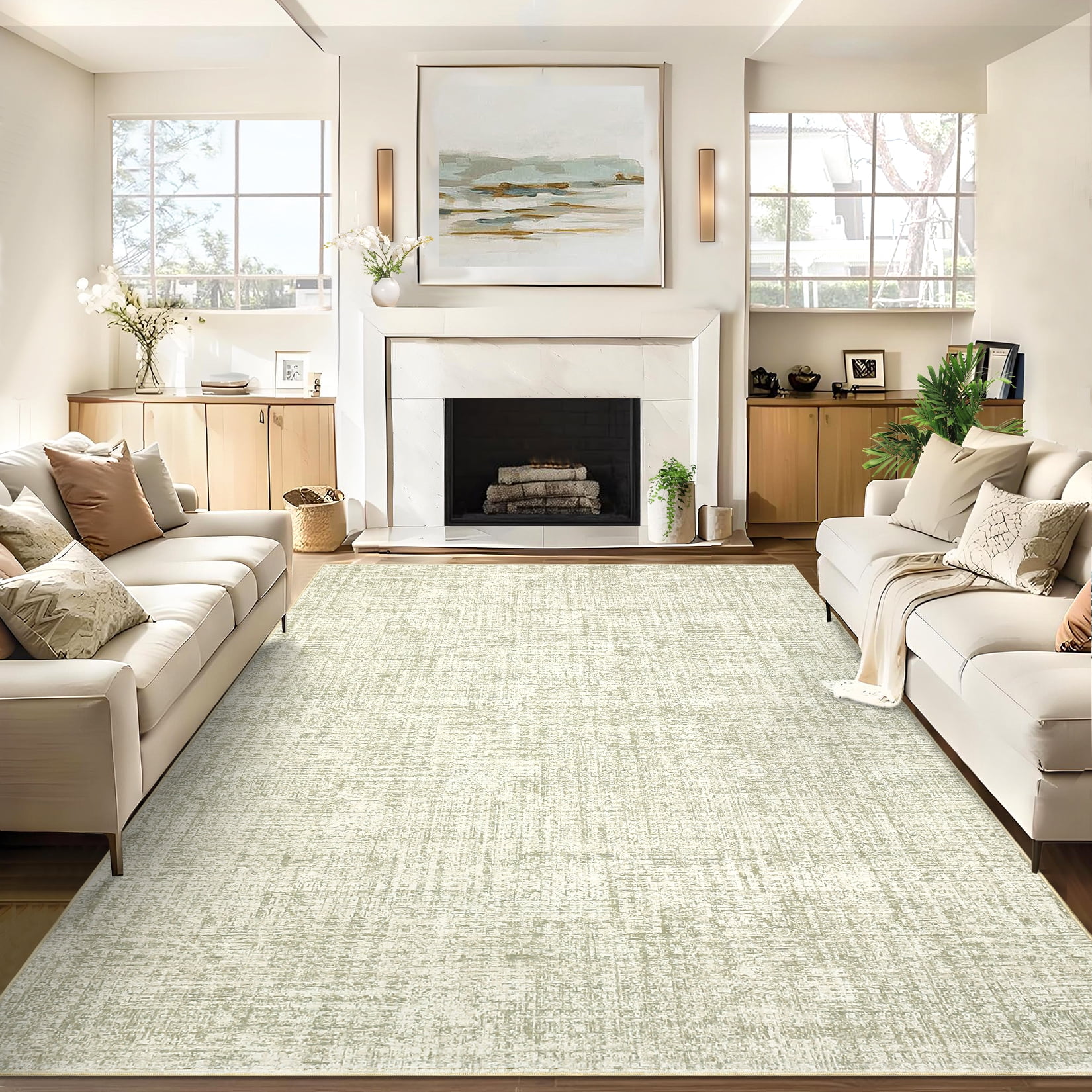 Area Rugs, Washable Large Rugs for Living Room Bedroom, Low Pile Soft ...