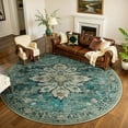 Area Rugs Washable Non-Slip, Floral Vintage Distress Print Pattern ...