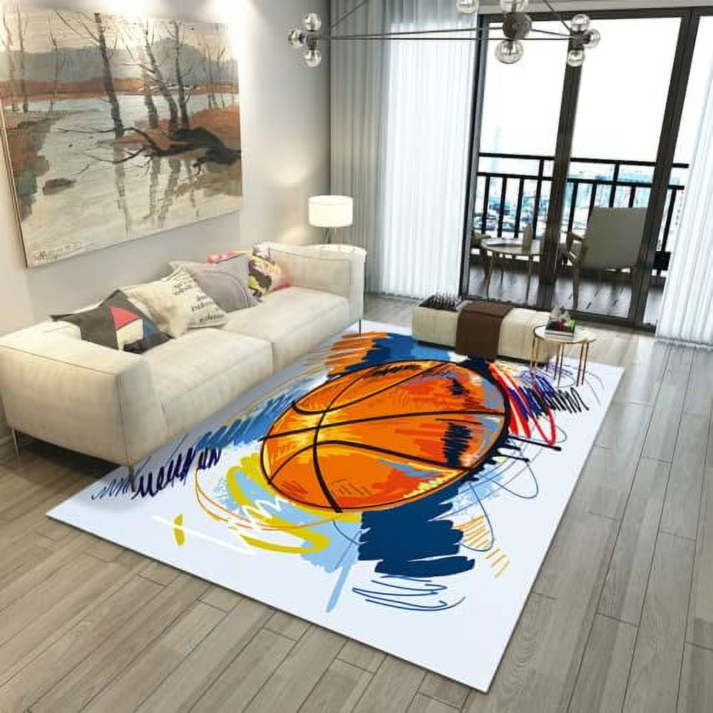Area Rugs for Living Room Black Basketball Rug Playmats for Kids Boys ...