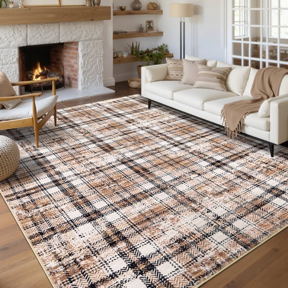Area Rugs for Living Room,Modern Lattice Bedroom Area Rugs,Washable Non ...