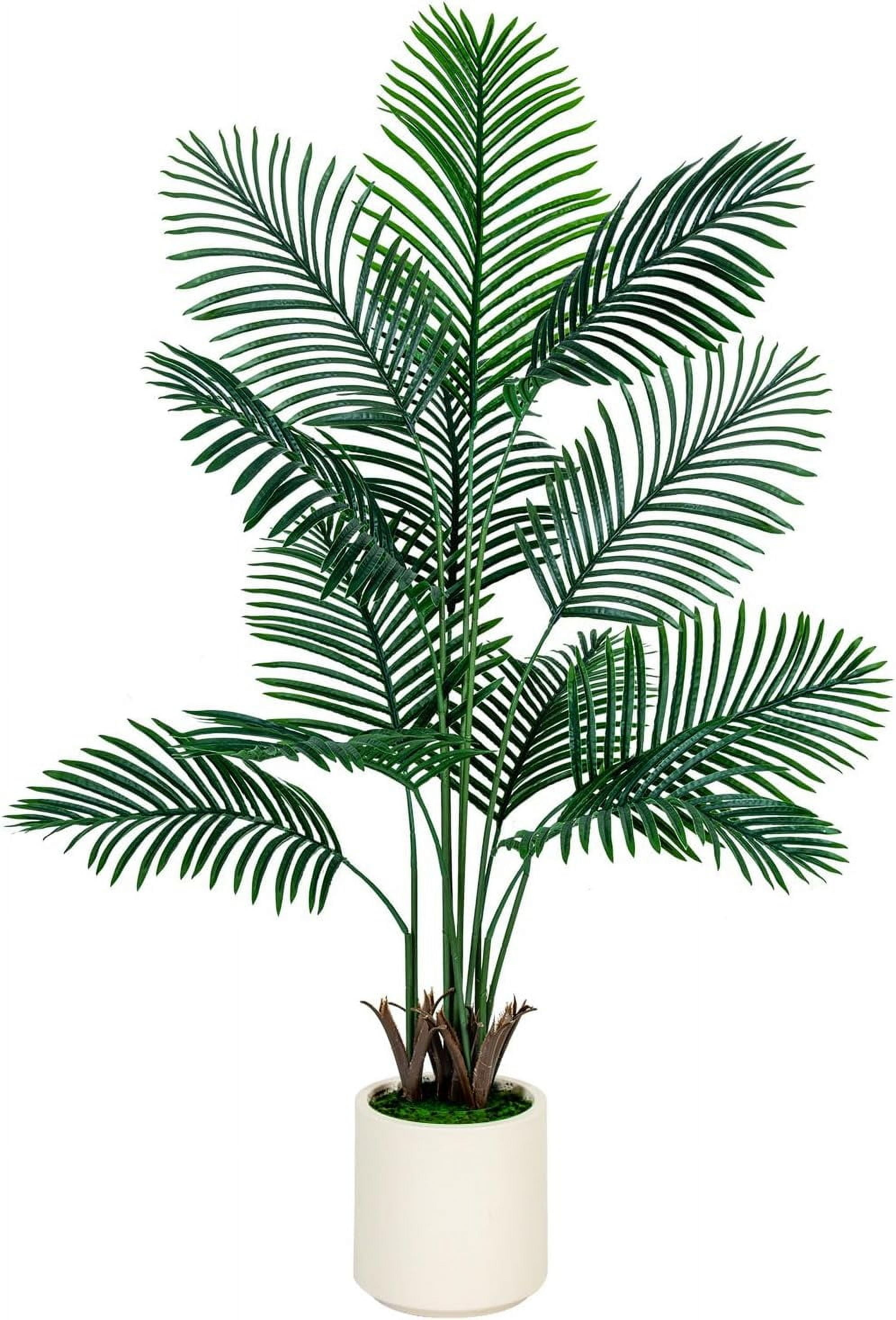 Areca Palm Trees Artificial Indoor, 5FT Tall Faux Palm Tree with White ...