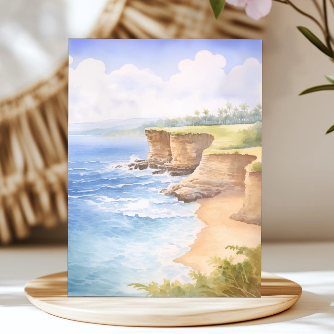 Arecibo Coastal Cliffs Tropical Island Seaside Wall Art Unframed Paper ...
