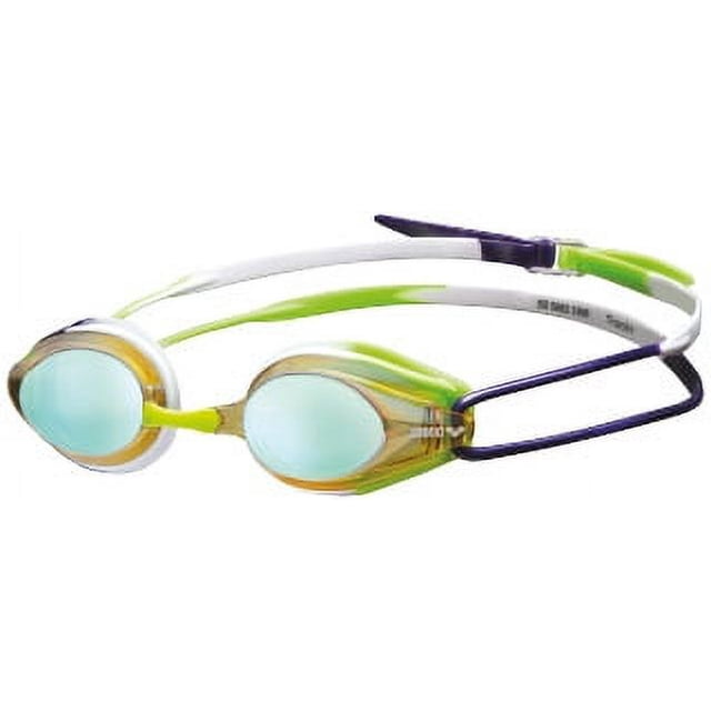 Arena Tracks Mirror Swimming Goggles in Yellow-Purple-Green, Adjustable ...